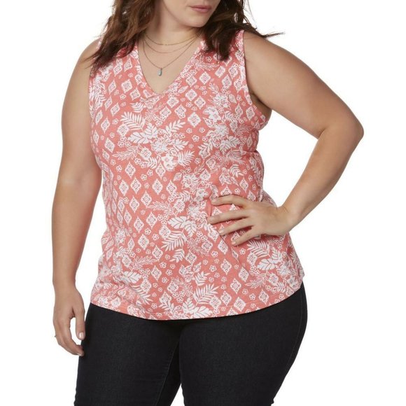 Basic Editions | Tops | Nwt Basic Editions Womens Floral Pink Tank Top ...